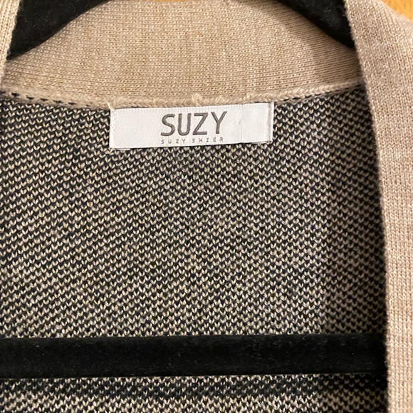 Suzy Shier | Sweaters | Suzy Shier Checkered Openfront Cardigan Beige ...